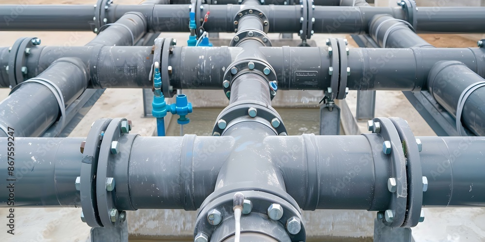 Diagram of a rainwater harvesting system with pipes and valves ...