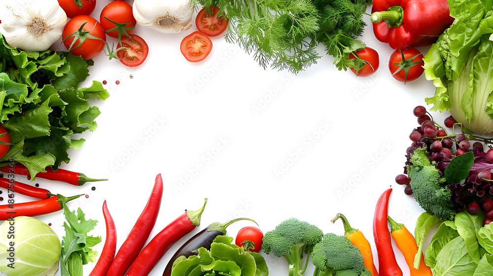 vegetables border frame isolated on white background Stock Photo ...