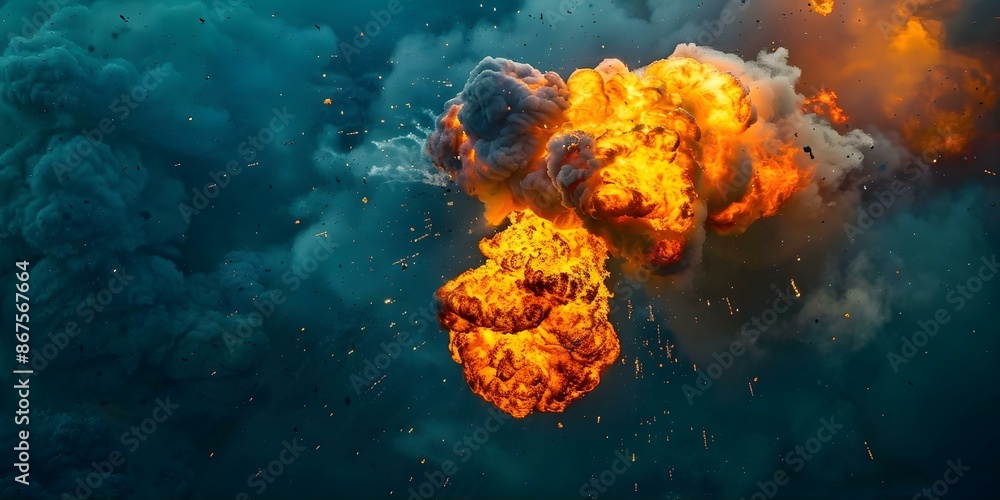 ภาพถ่าย Stock Ignited oil causes explosion. Concept Fire Safety ...