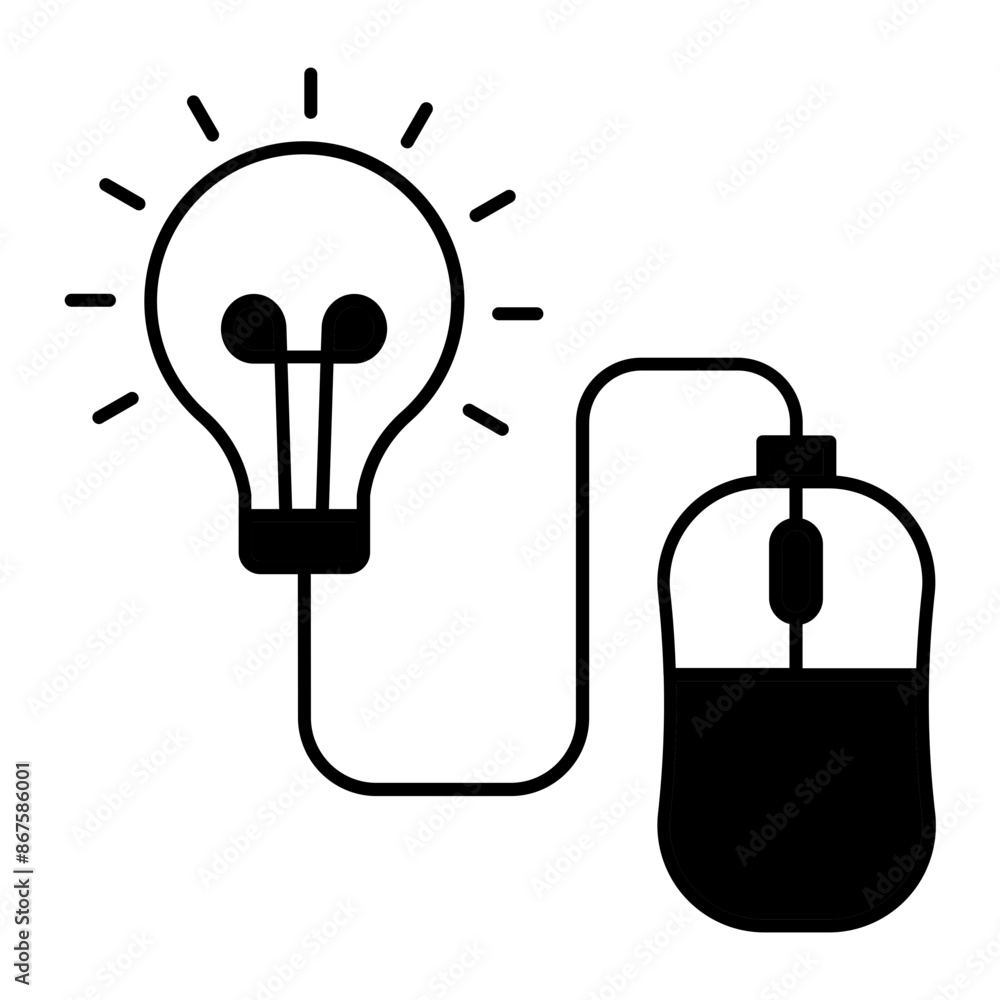 Connected with Light Bulb concept, Code Idea Vector Icon Design ...