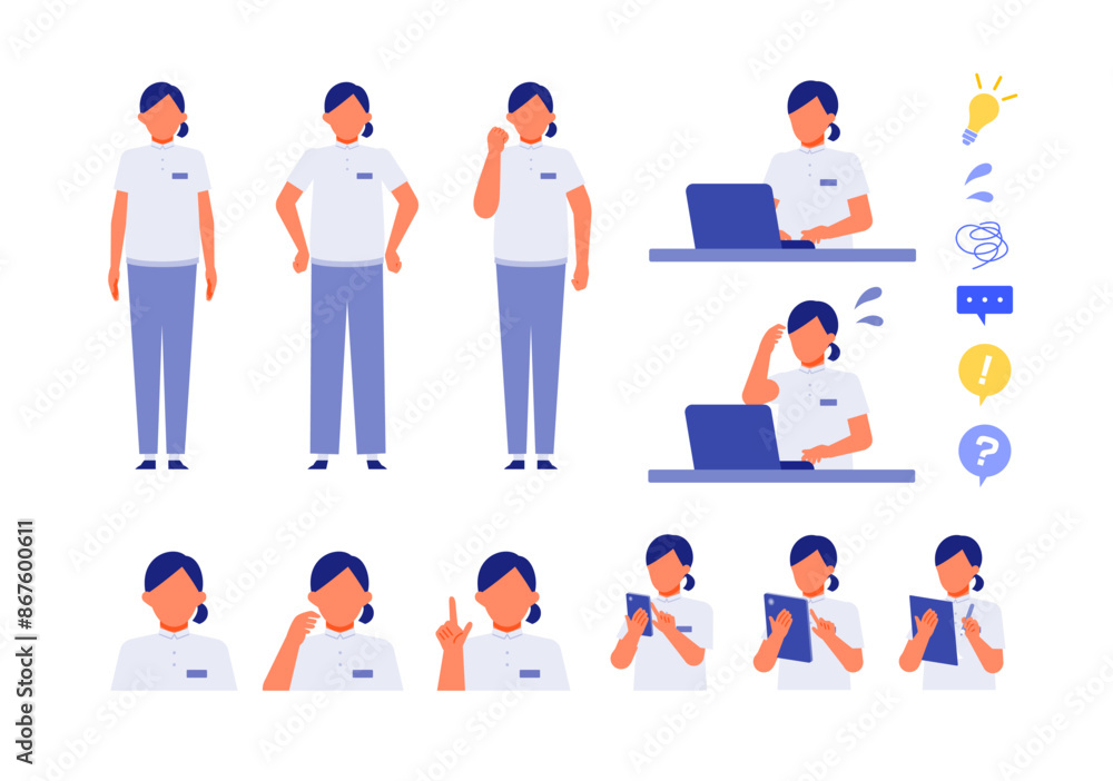 Working Woman. Concept for Problem Solving. Woman cartoon character ...