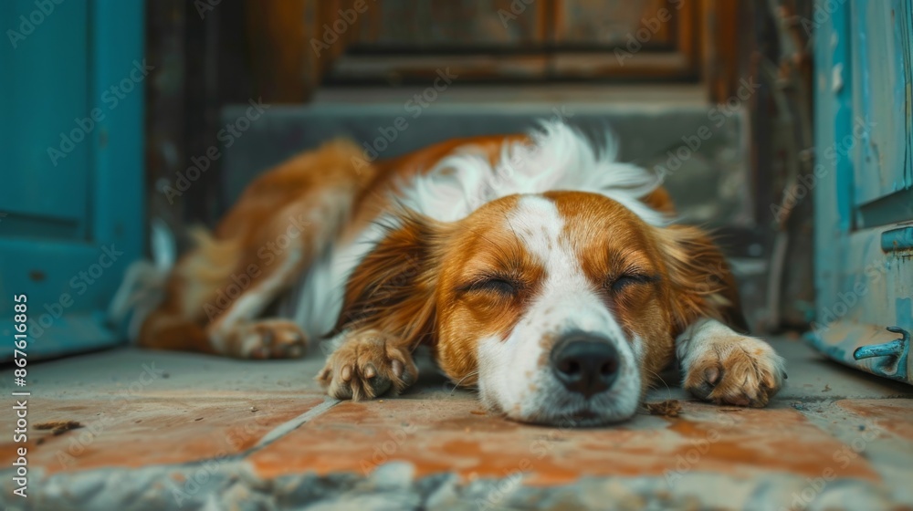 Lonely Dog Waiting with a Sad Expression in Front of the House ...