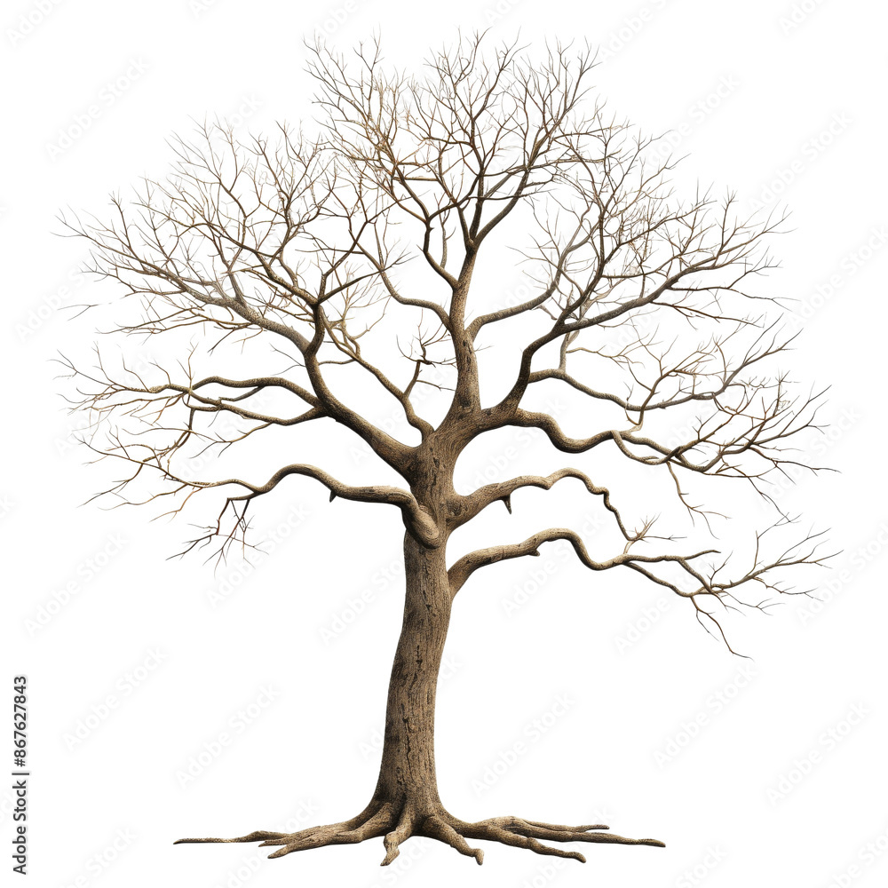 Leafless tree with intricate branches, displaying a detailed and clear ...