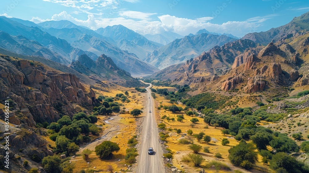 Overhead perspective of the rugged terrain of the Badakhshan province ...