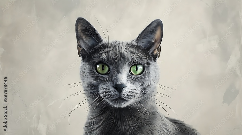 Educational chart on the Russian Blue Felis catus detailing its origins ...