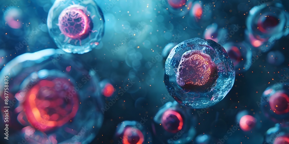 Cell undergoing mitosis with visible stages of division under ...