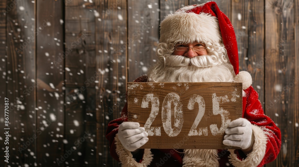 Santa claus with 2025 numbers symbolizing new year and future concepts ...