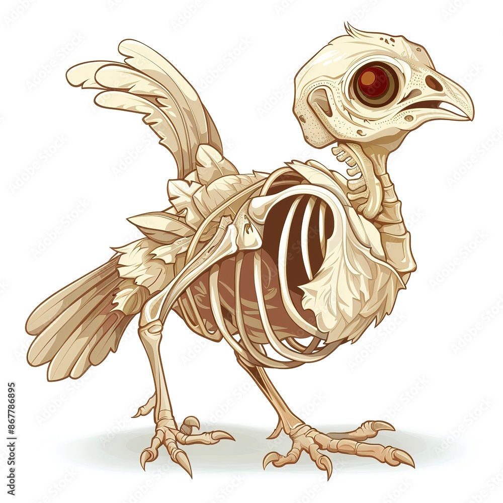 Quail skeleton cartoon isolated whitebackground Stock Illustration ...
