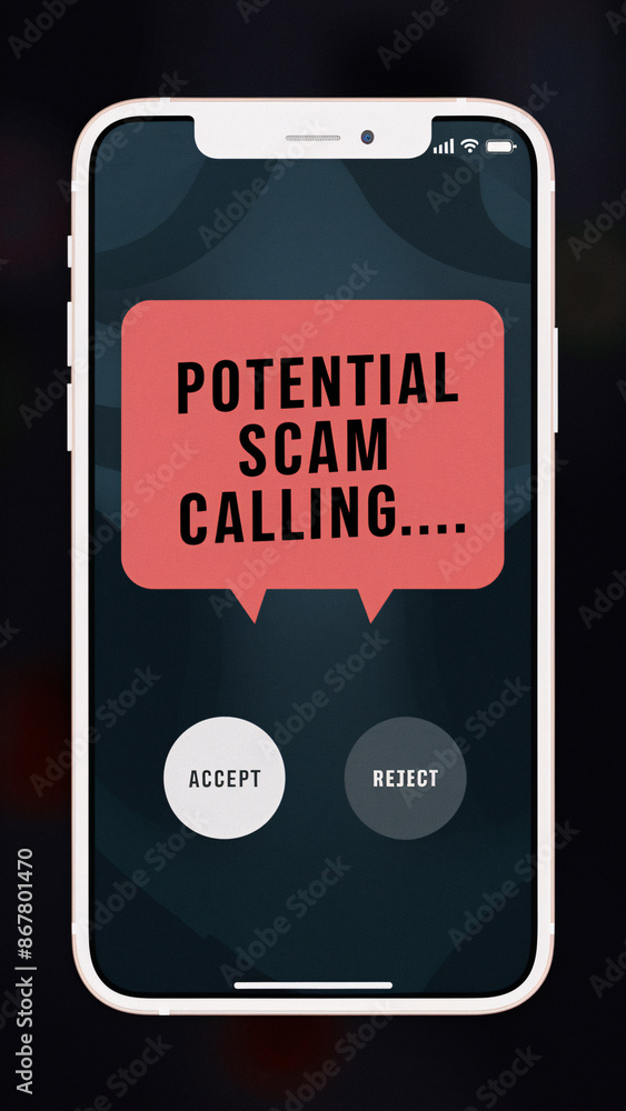 Potential Scam Calling Alert on Smartphone with Speech Bubble ...