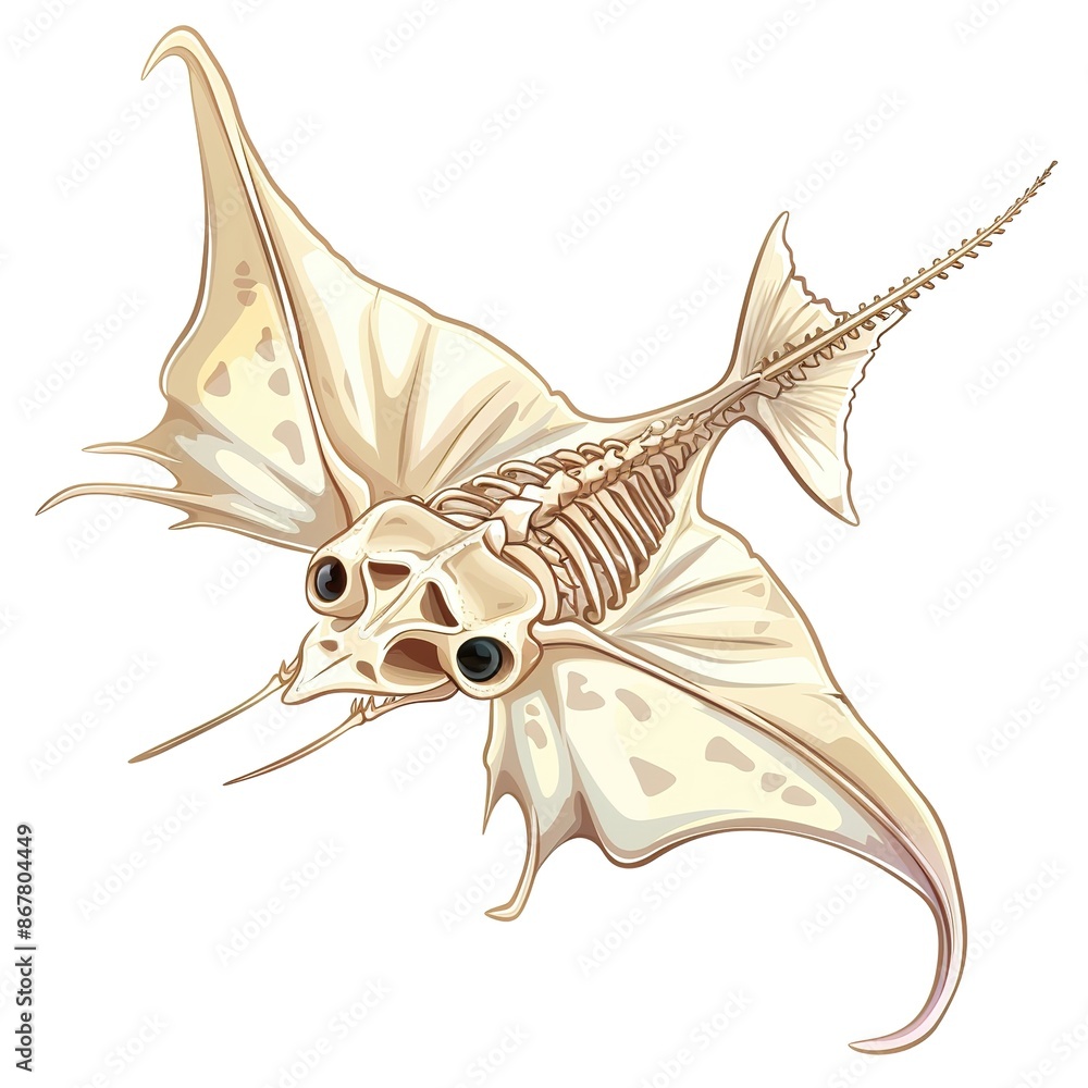 Stingray skeleton cartoon isolated whitebackground Stock Illustration ...