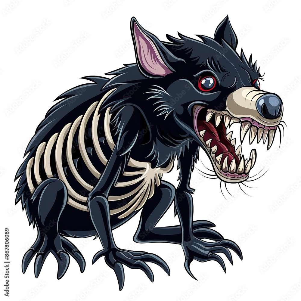 Tasmanian Devil skeleton cartoon isolated whitebackground Stock ...