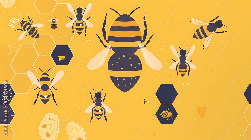 Infographic focusing on the lifecycle of the Honeybee Apis mellifera ...