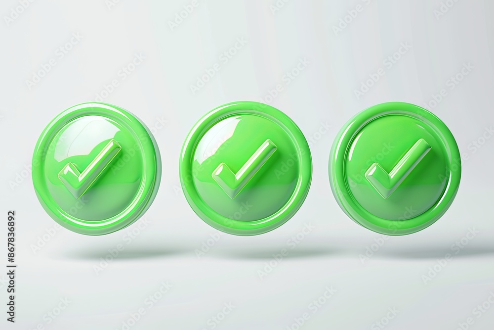 Three green checkmark icons, arranged in a row, are shown on a white ...