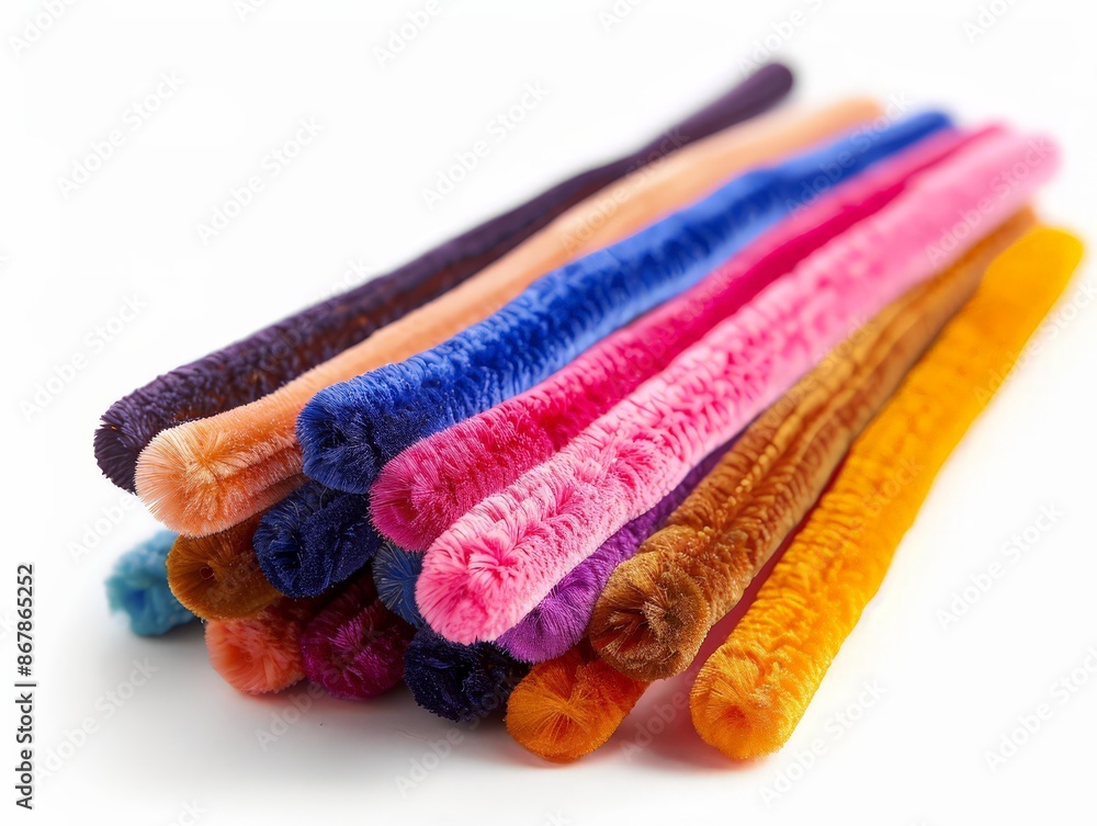 Bundle of colorful pipe cleaners, isolated on white background to ...