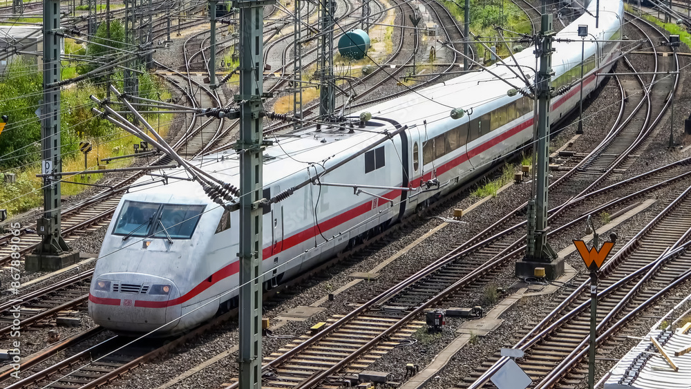 Kiel, Germany - 23 Jun 2024: German ICE trains on the tracks in front ...