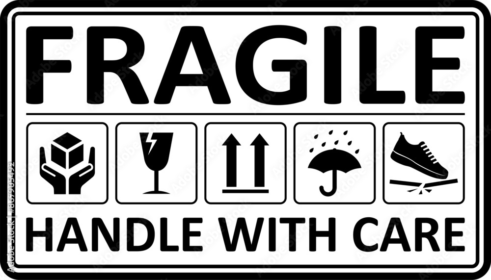 Fragile package icons set, handle with care logistics and delivery ...