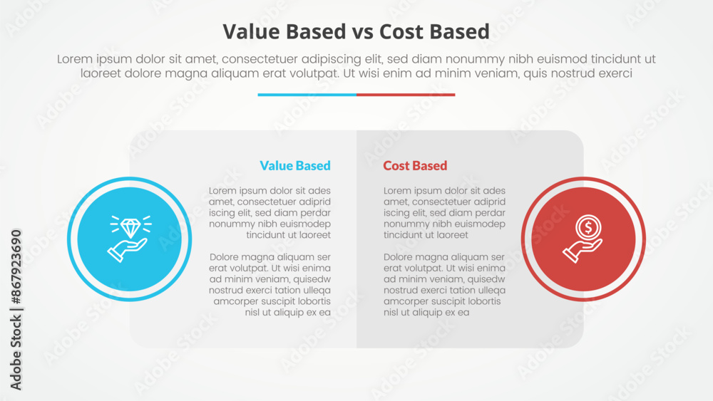 value based vs cost based comparison opposite infographic concept for ...