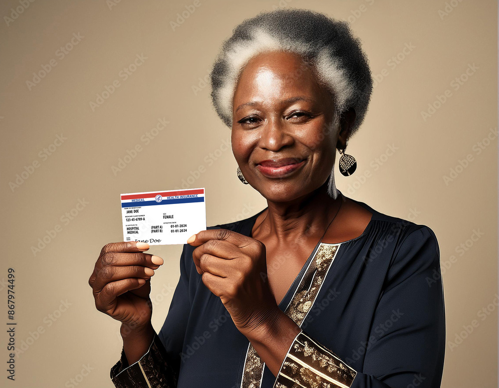 An elderly African American woman smiles as she holds up her federal ...
