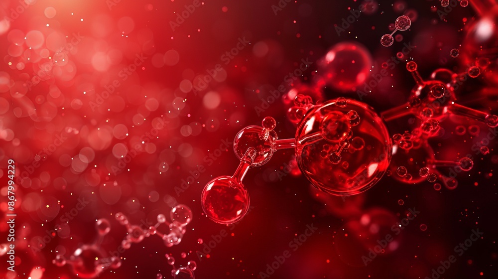 Abstract red molecule structure background for science and medical ...