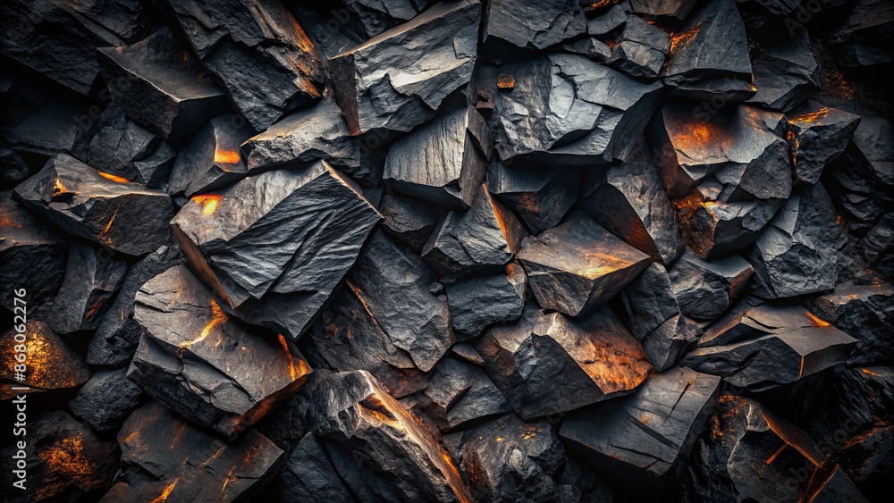 Dark, rugged, abstract black texture with jagged rock patterns, eerie ...