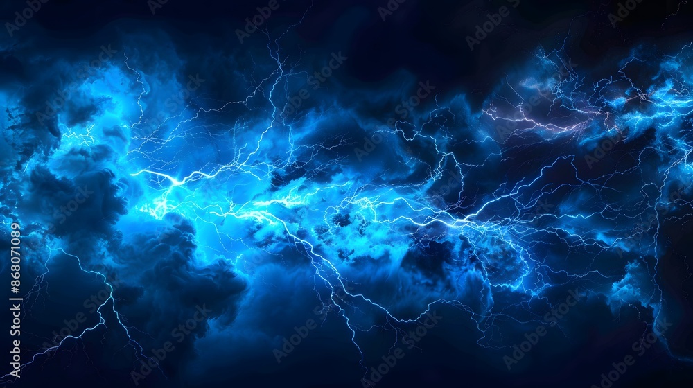 Blue lightning background, dark blue color, a lightning effect ...