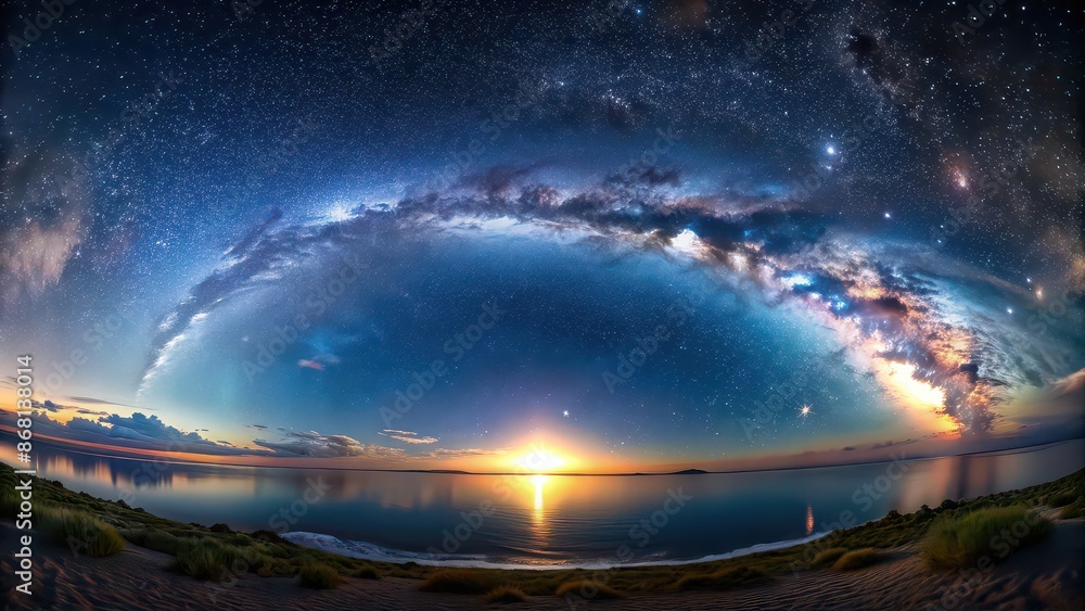 360 degree space background with stars panorama, equirectangular ...