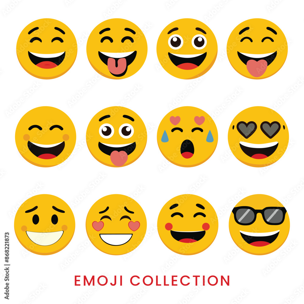 Big set of emoticons. Funny emoticons faces with facial expressions ...