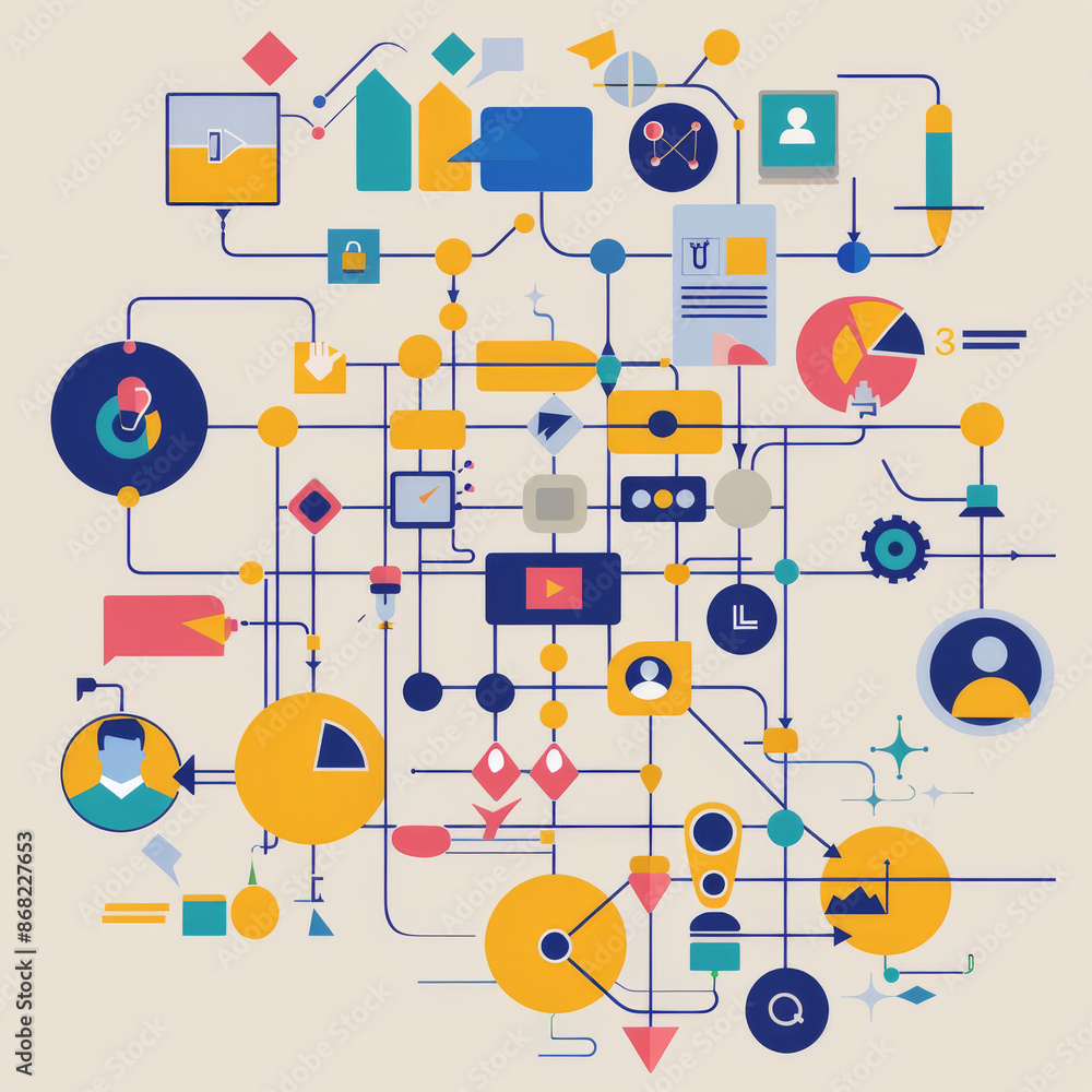 Ilustración De Stock Infographic Flowchart Workflow Diagram And Organization Chart