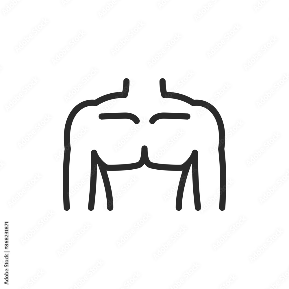 Chest muscles, linear style icon. the pectoral muscles, often used in ...