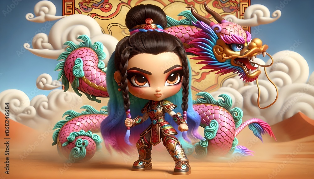 Ilustración infantil, niña, chibi, animé, kawaii, ojos expresivos ...