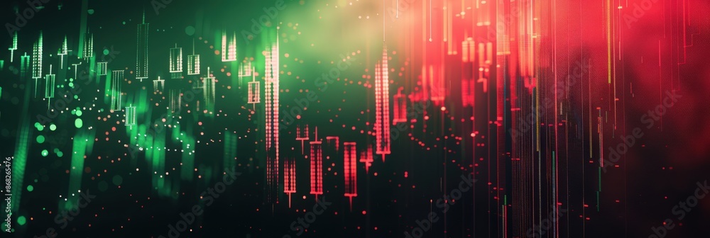 Stock market chart background, green and red color, stock candlestick ...