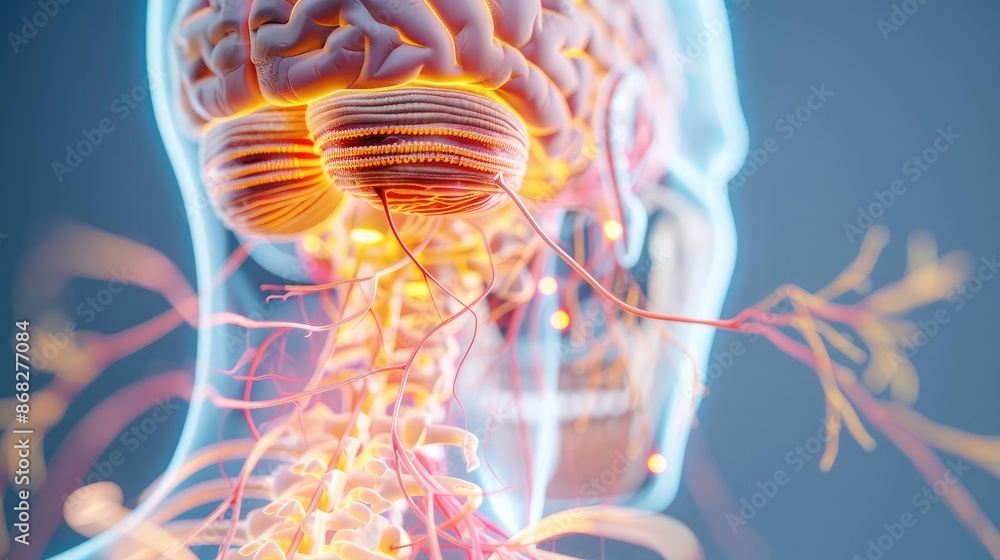 Reflex arc anatomy with nerve pathways, nervous system, detailed ...