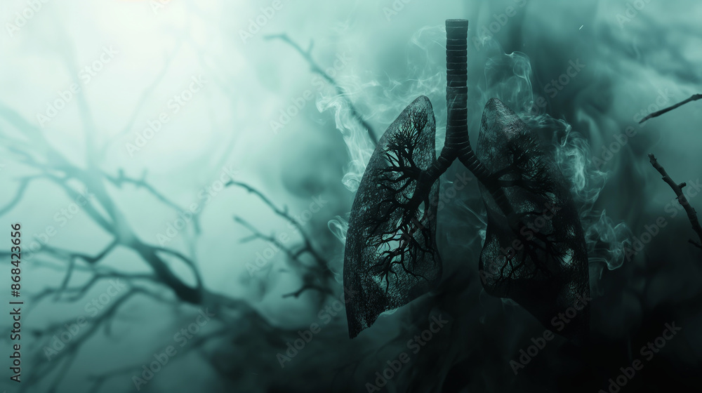 A conceptual illustration of a lung with a tumor growing inside ...