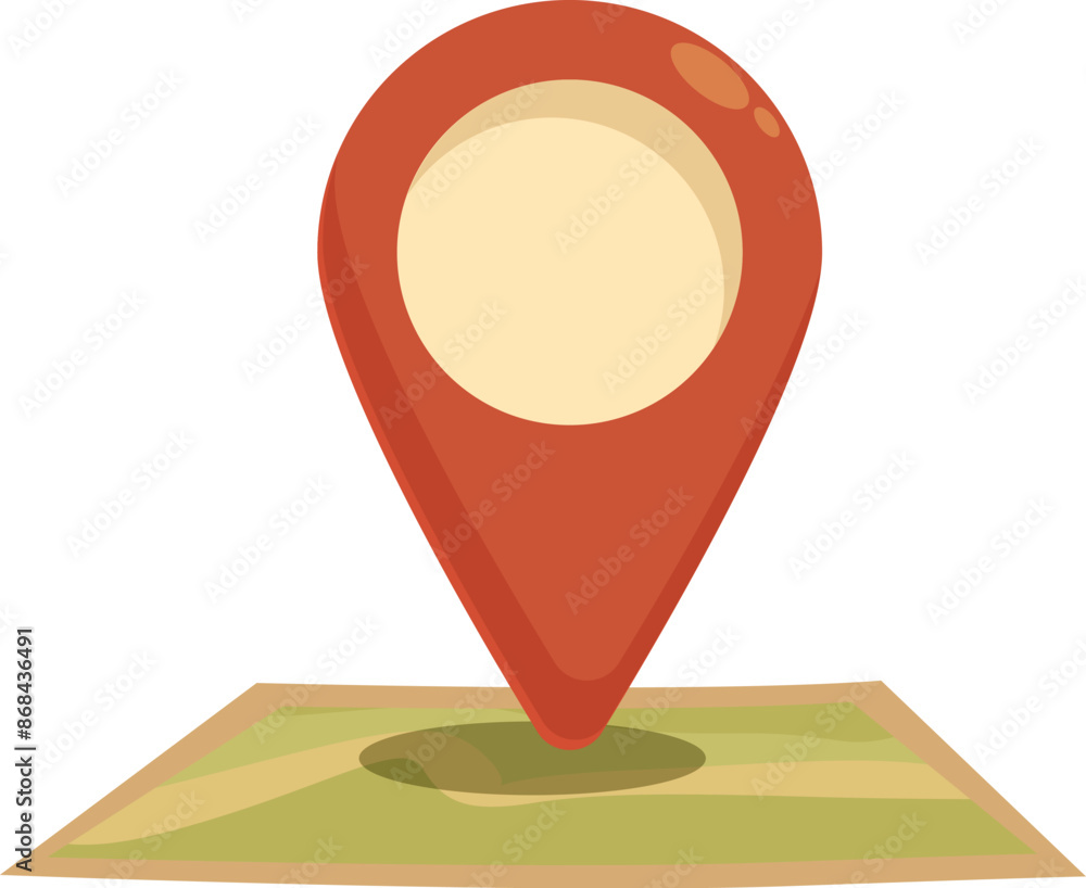 Red map pin pointing a specific place on a map, for indicating ...