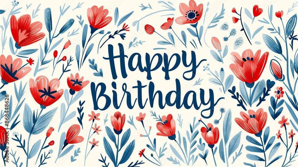 Craft a charming birthday card design that presents the message "Happy ...