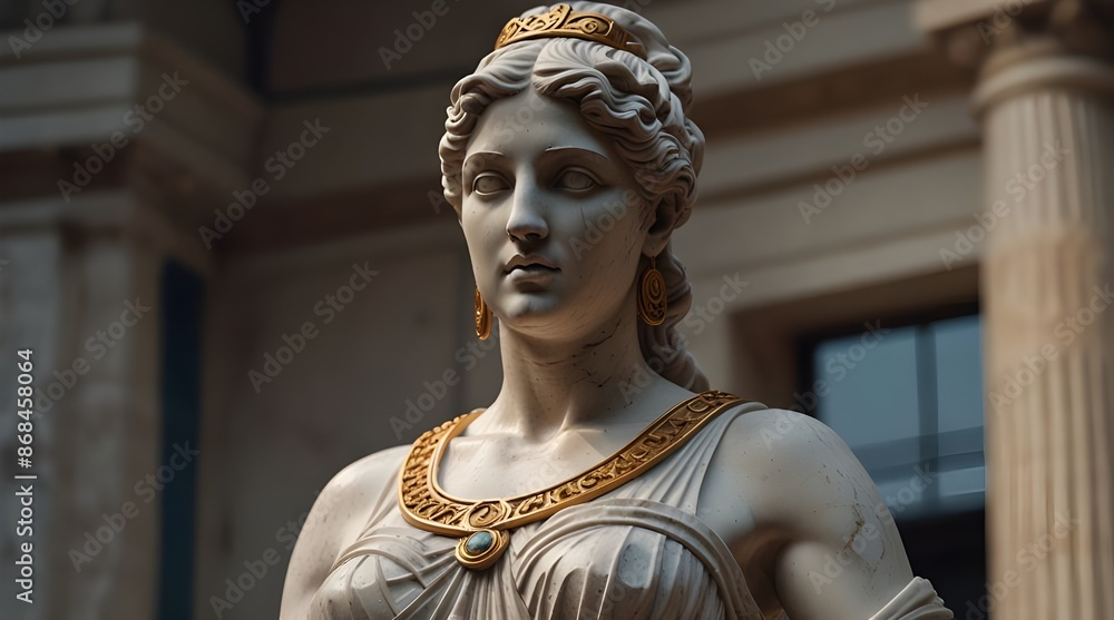 Majestic marble statue of an ancient Greek goddess cre.generative.ai の ...