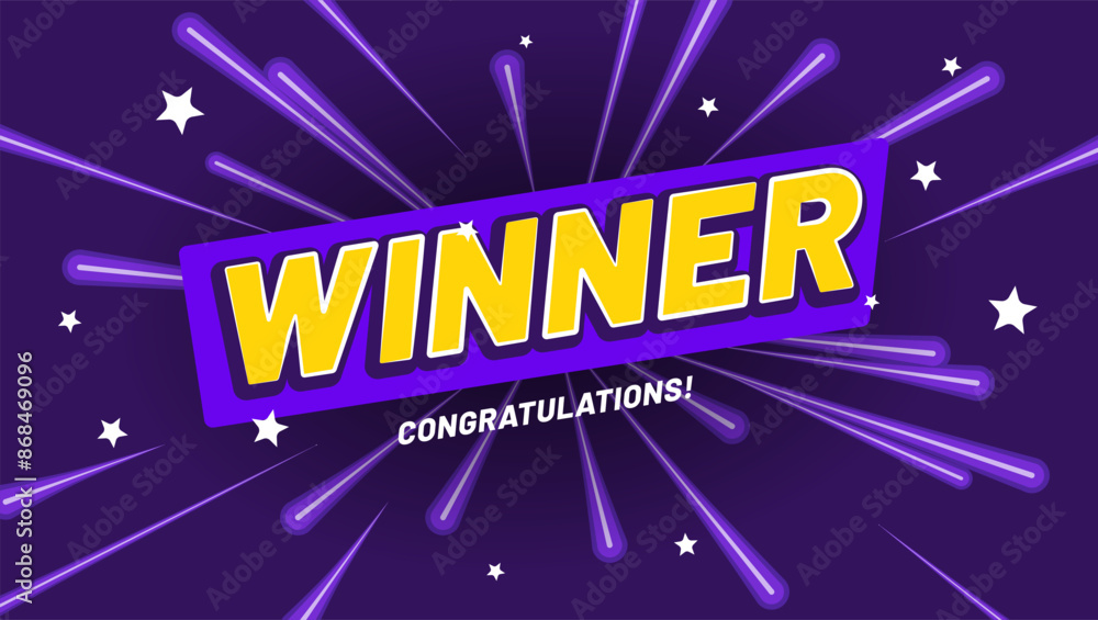 Winner fireworks illustration. Rich yellow background for victory ...