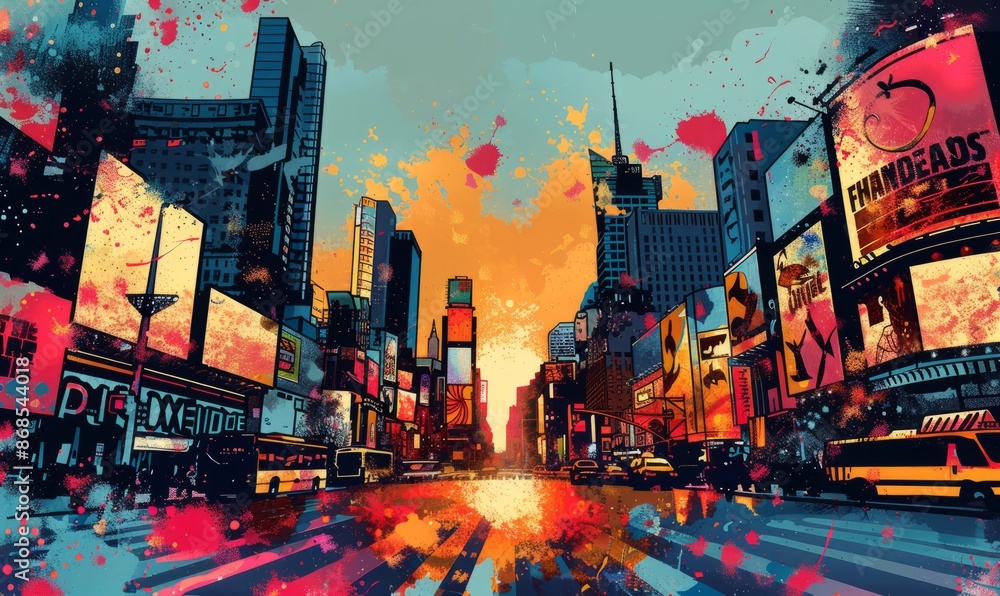 Retro comic book cityscape with bold lines Stock Illustration | Adobe Stock