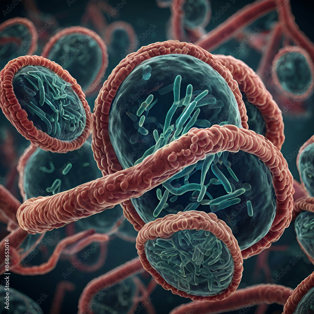 High-Resolution Scientific Illustration of Escherichia coli (E. coli ...