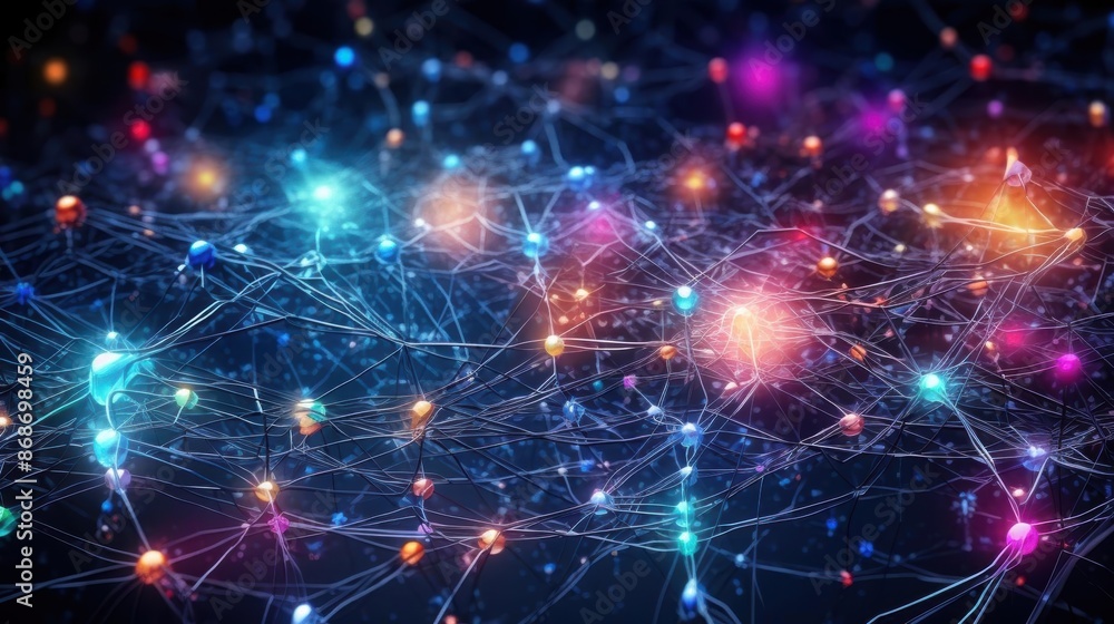 Neuroscientists mapping the human brain using quantum computing, colorful neural connections ...