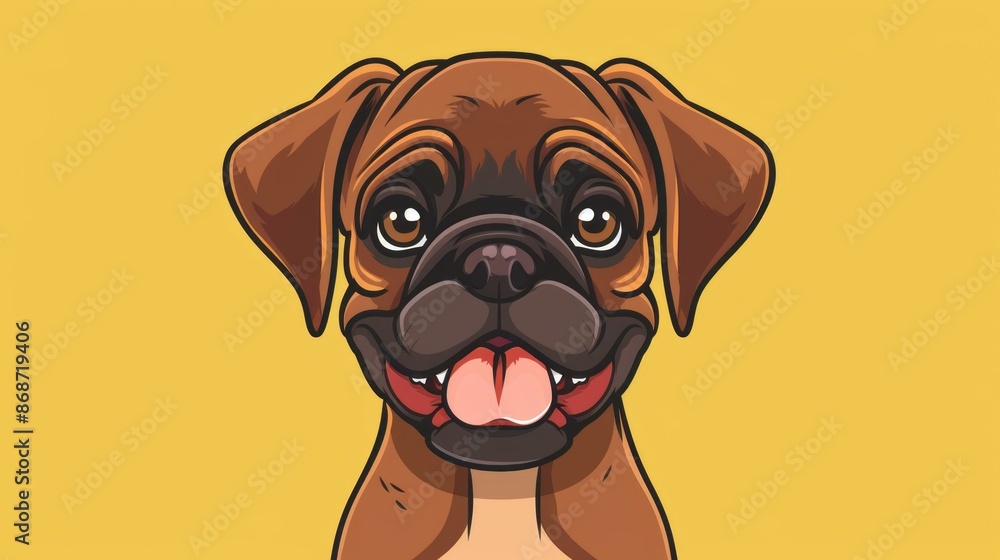 Happy boxer dog illustration. Cartoon illustration of a happy boxer dog ...