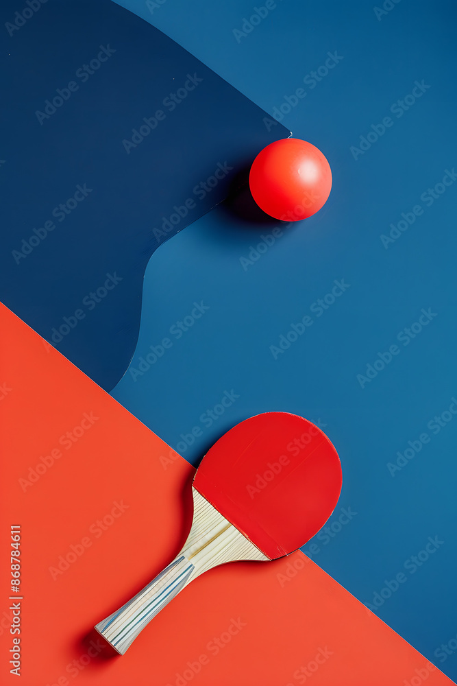 Vertical vibrant illustration of Ping Pong rackets and ball background ...