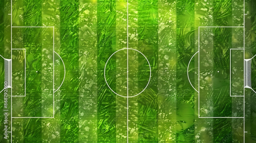 Realistic top view of a soccer field background with grass texture ...