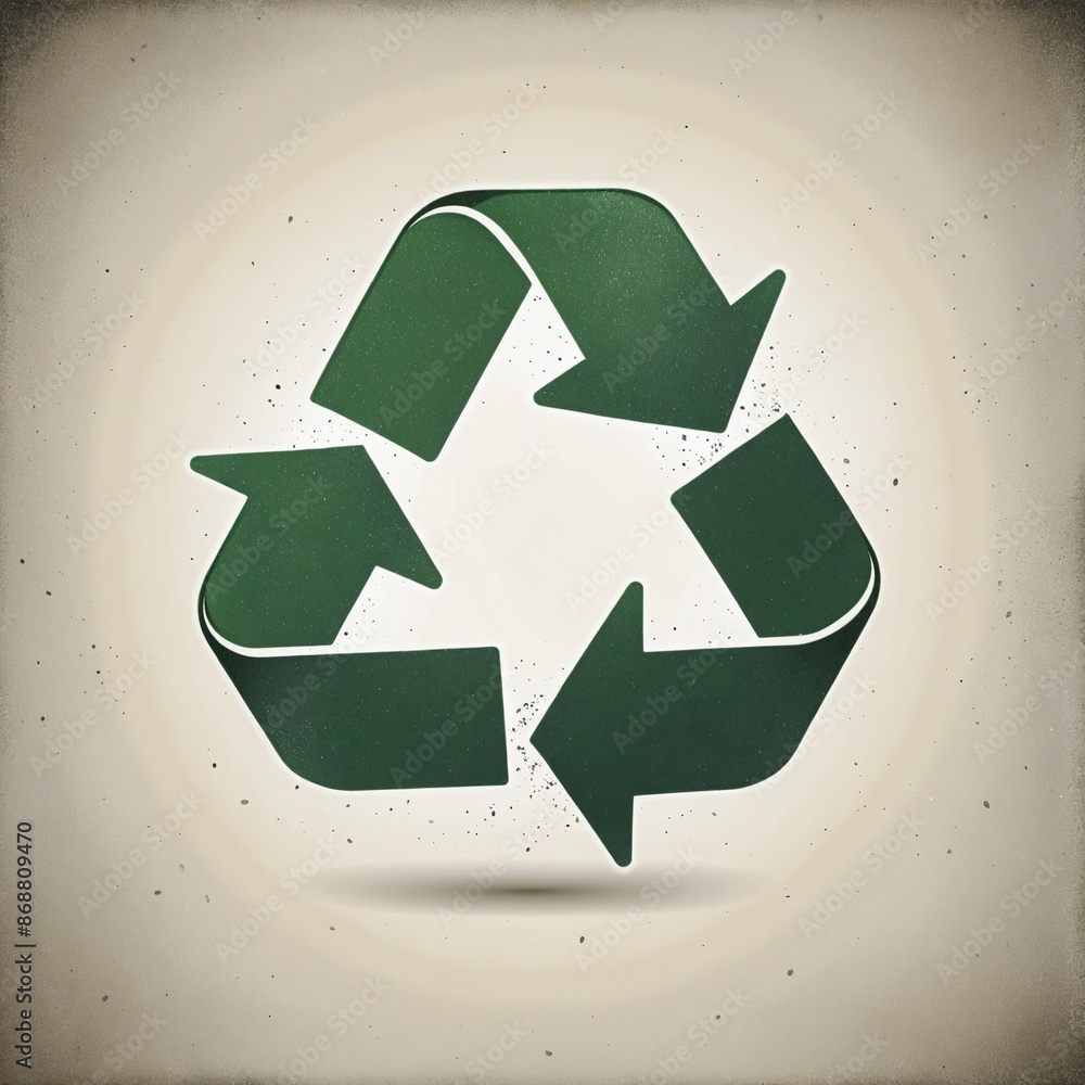 Green Eco Symbol - A hand-drawn cartoon image of a hatched recycle ...