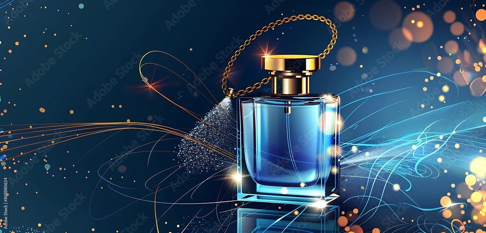 "Perfume bottles displayed against a gradient background in various ...