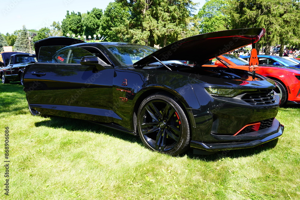 Many colored 2020 class Chevrolet Camaros modern muscle sport cars were ...