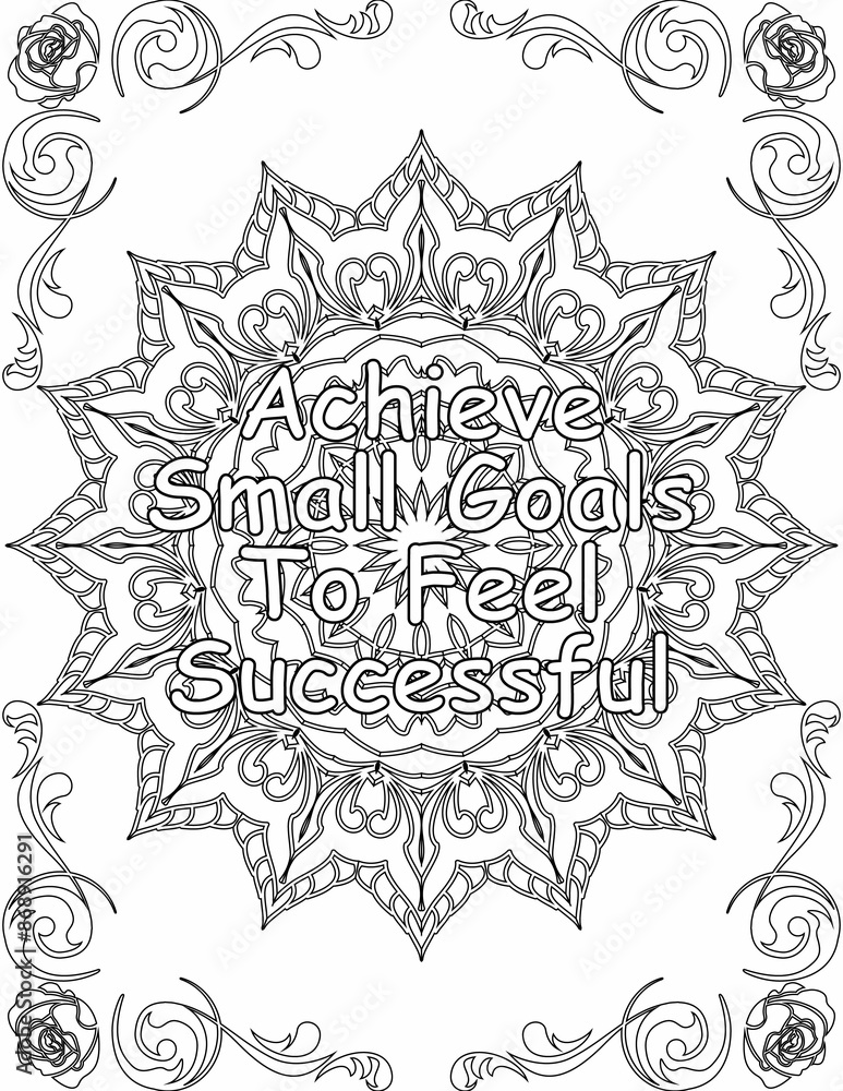 Printable mandala coloring page for kids and adults with motivational ...