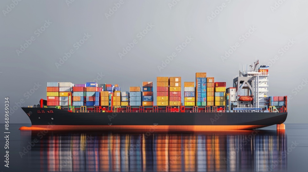 Detailed cutaway diagram of a cargo ship loaded with containers ...