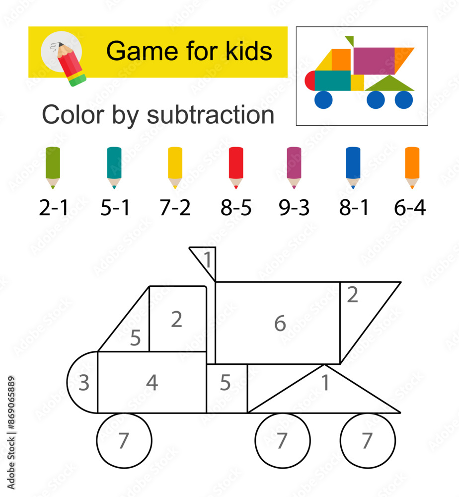 Coloring pages. Color by subtraction. Vector illustration for children ...