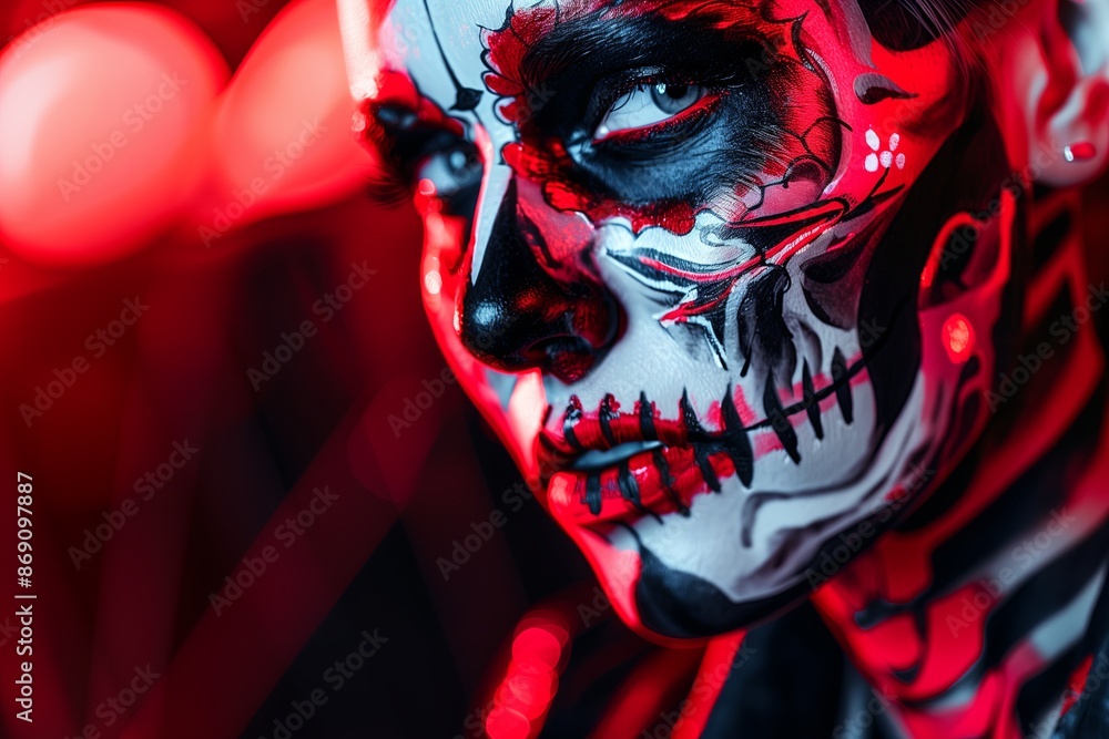 Ilustración de Stock Dark Halloween horror. Evil skull and scary face ...